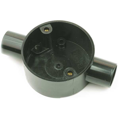 20mm Through 2 Way Box Black| Electrical Wholesaler