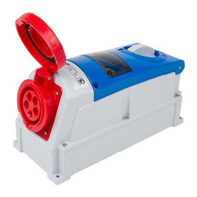 Gewiss 32A 3P+N+E 415V Interlocked Switched Socket with RCD Compartment IP66| Electrical Wholesaler