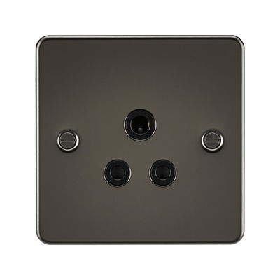 Flat Plate 5A Unswitched Socket - Gunmetal with Black Insert ...