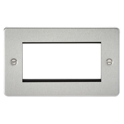 Flat Plate 4G Modular Faceplate - Brushed Chrome| Electrical Wholesaler