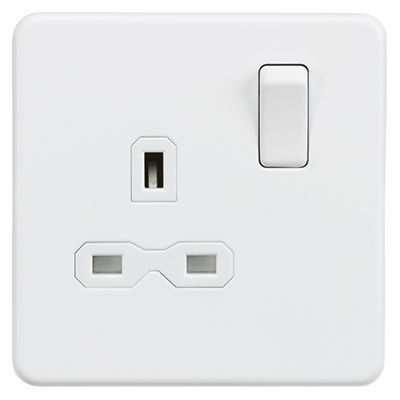 Screwless 13A 1G DP Switched Socket - Matt White with White Insert ...