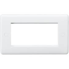 Curved Edge 4 Gang White Modular Faceplate| Electrical Wholesaler