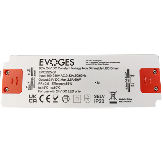 60W 24V DC Constant Voltage Non-Dimmable LED Driver | Electrical Wholesaler