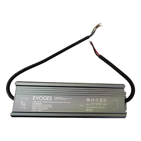 200W 24V DC Constant Voltage IP67 Non-Dimmable LED Driver | Electrical Wholesaler