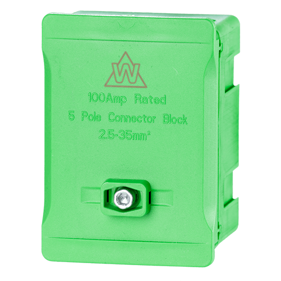 5 Way 100A Single Pole Terminal Block - Green| Electrical Wholesaler