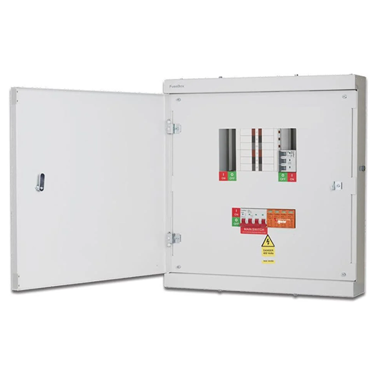 Three Way 125A 3 Phase Distribution Board c/w Main Switch & SPD ...
